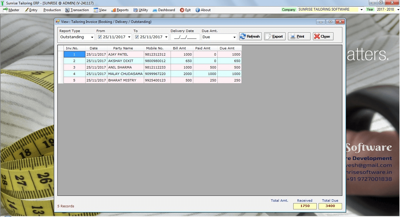 Sunrise Tailoring Software - Pricing, Reviews, Alternatives and Competitor in 2018