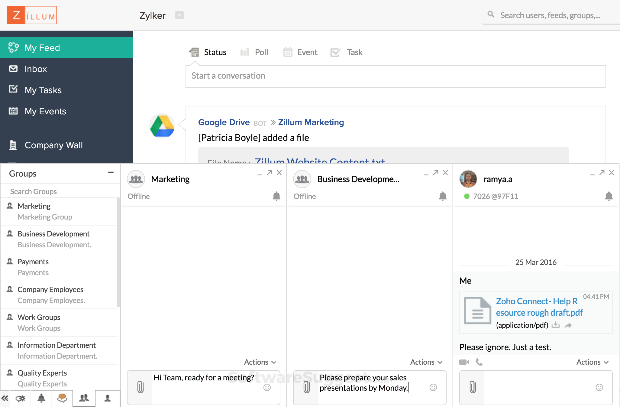 Zoho Connect Pricing, Features & Reviews 2022 - Free Demo