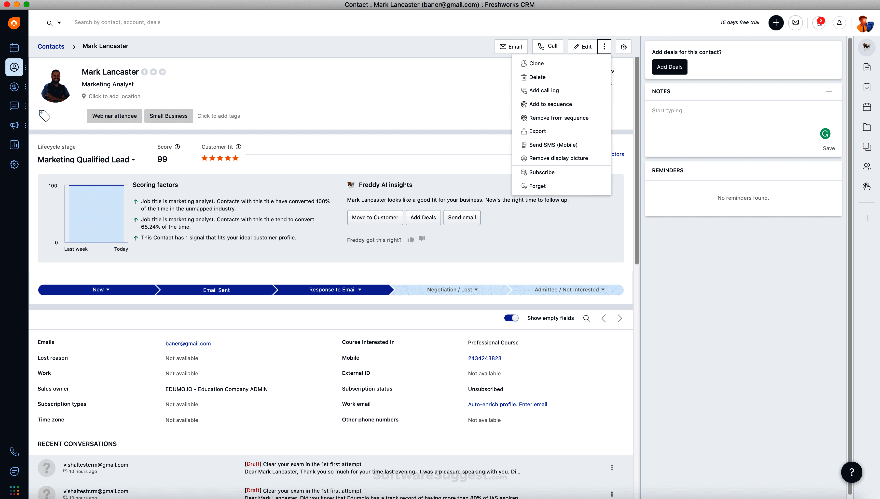 Freshworks CRM Pricing, Reviews, Features - Free Demo